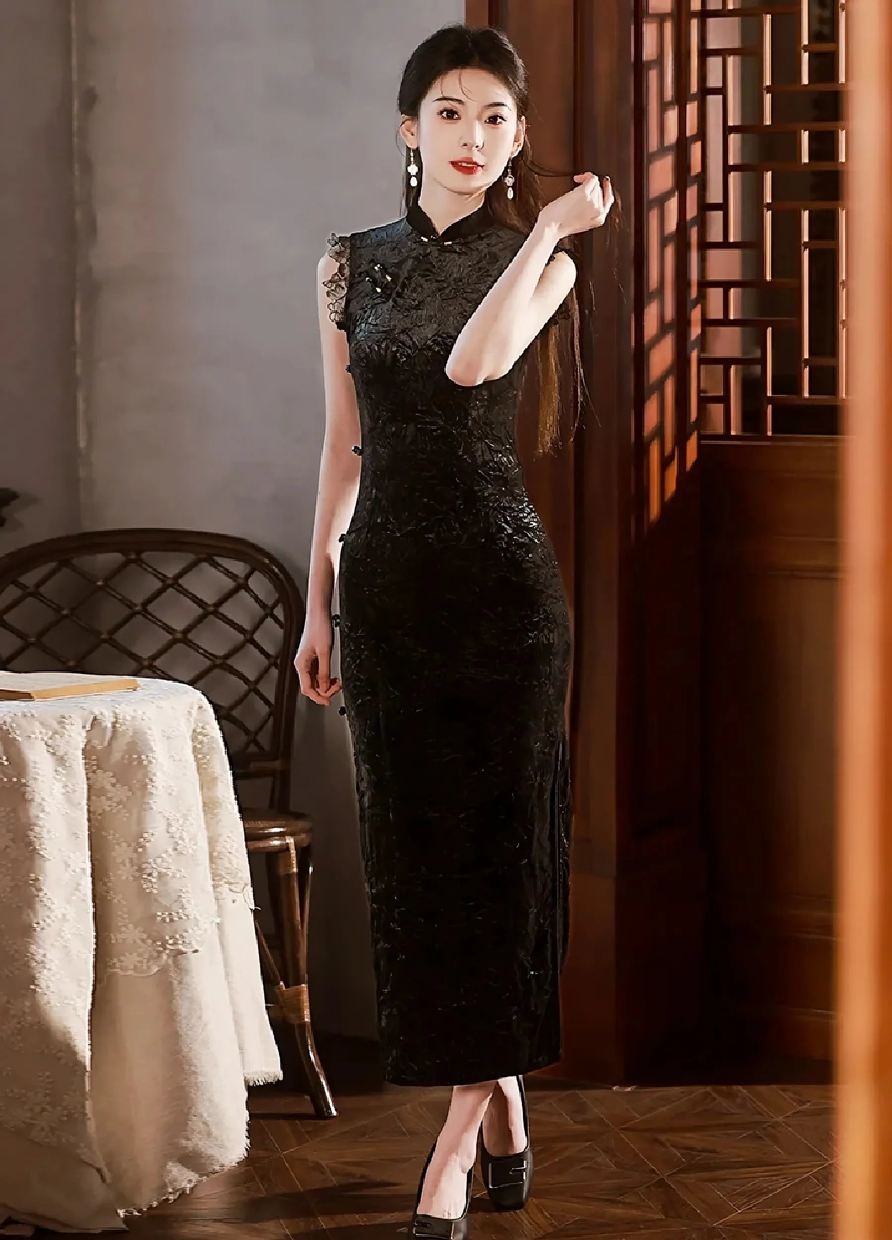 Modern Black Qipao | Cheongsam Dress