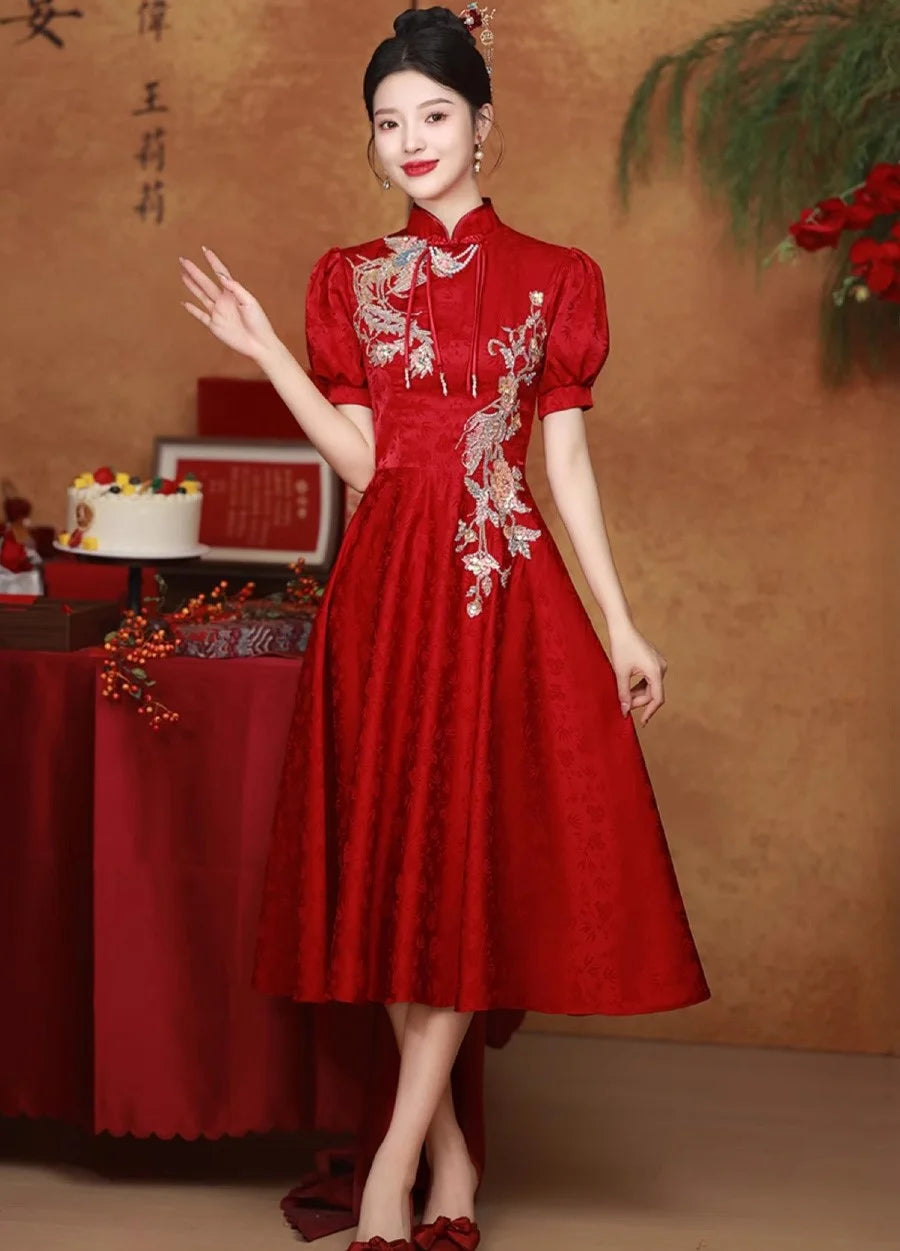 Red A-Line Cheongsam | Qipao Dress